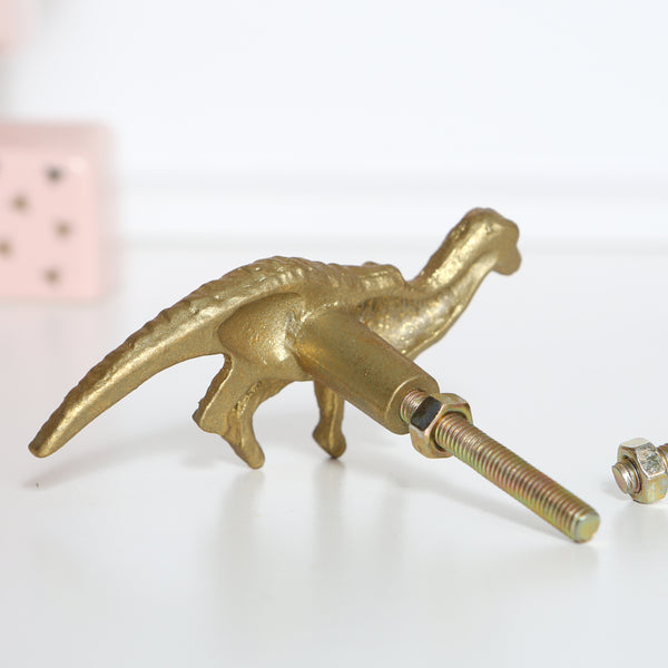 Gold Tone Iron Dinosaur Drawer Handle Knob – red berry apple