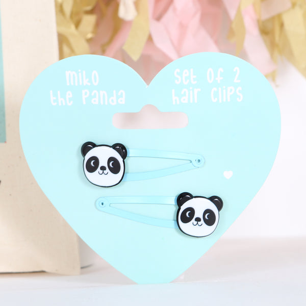 Panda Hair Clips And Personalised Bag – red berry apple